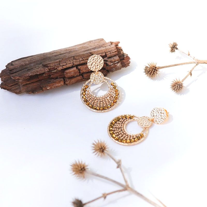 Boucles d'oreilles femme pendantes santibÉ mini luna métal doré et ...