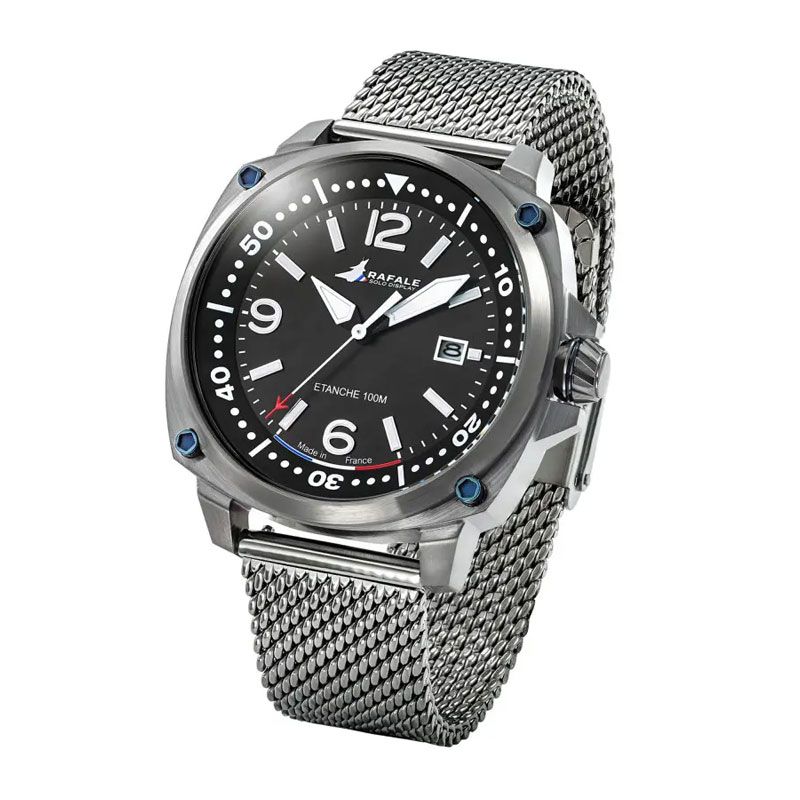 Montre homme rafale solo display pilote acier cadran noir 666036 ...