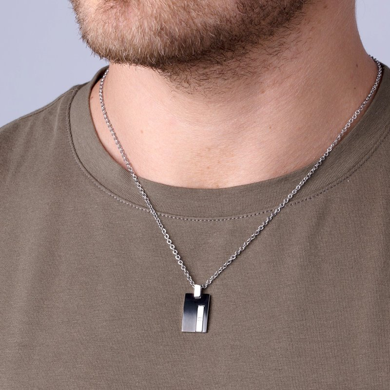 Collier homme acier phebus et diamant - plus-de-colliers-hommes - edora