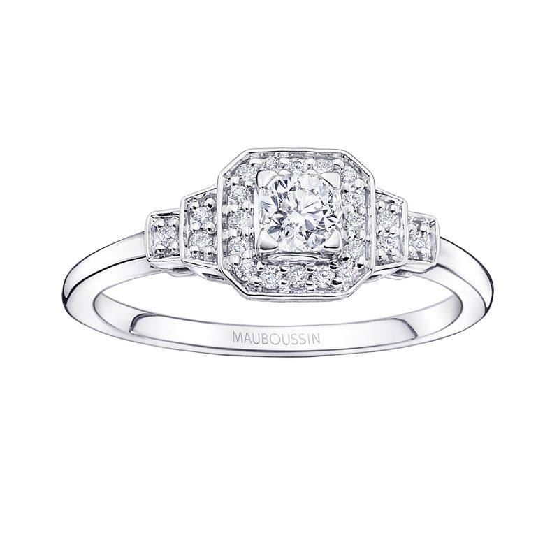 Bague Femme Solitaire Un Automne 1930 N°3 Mauboussin Or 750 1000 Blanc