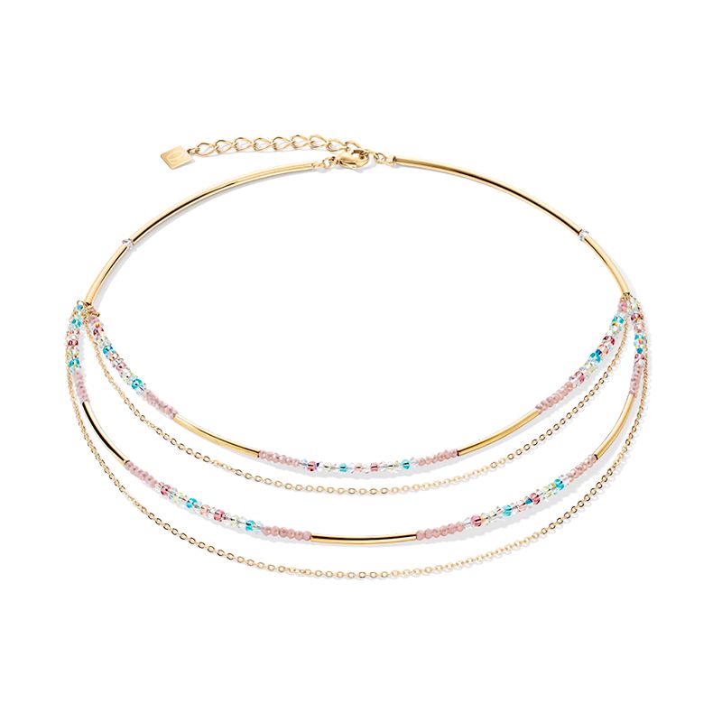 Collier femme coeur de lion waterfall delicate or multicolor pastell ...