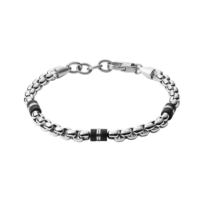 Bracelet homme fossil acier inoxydable et mabre noir - plus-de ...