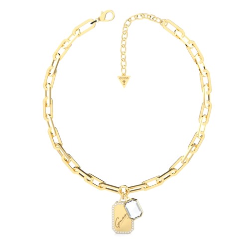 Collier femme guess crystal tag acier doré - colliers-femme - edora