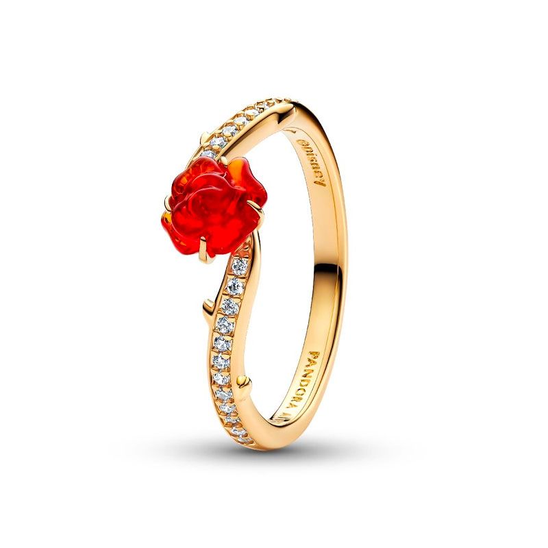 Bague femme pandora disney la belle et la bête rose enchantée métal ...